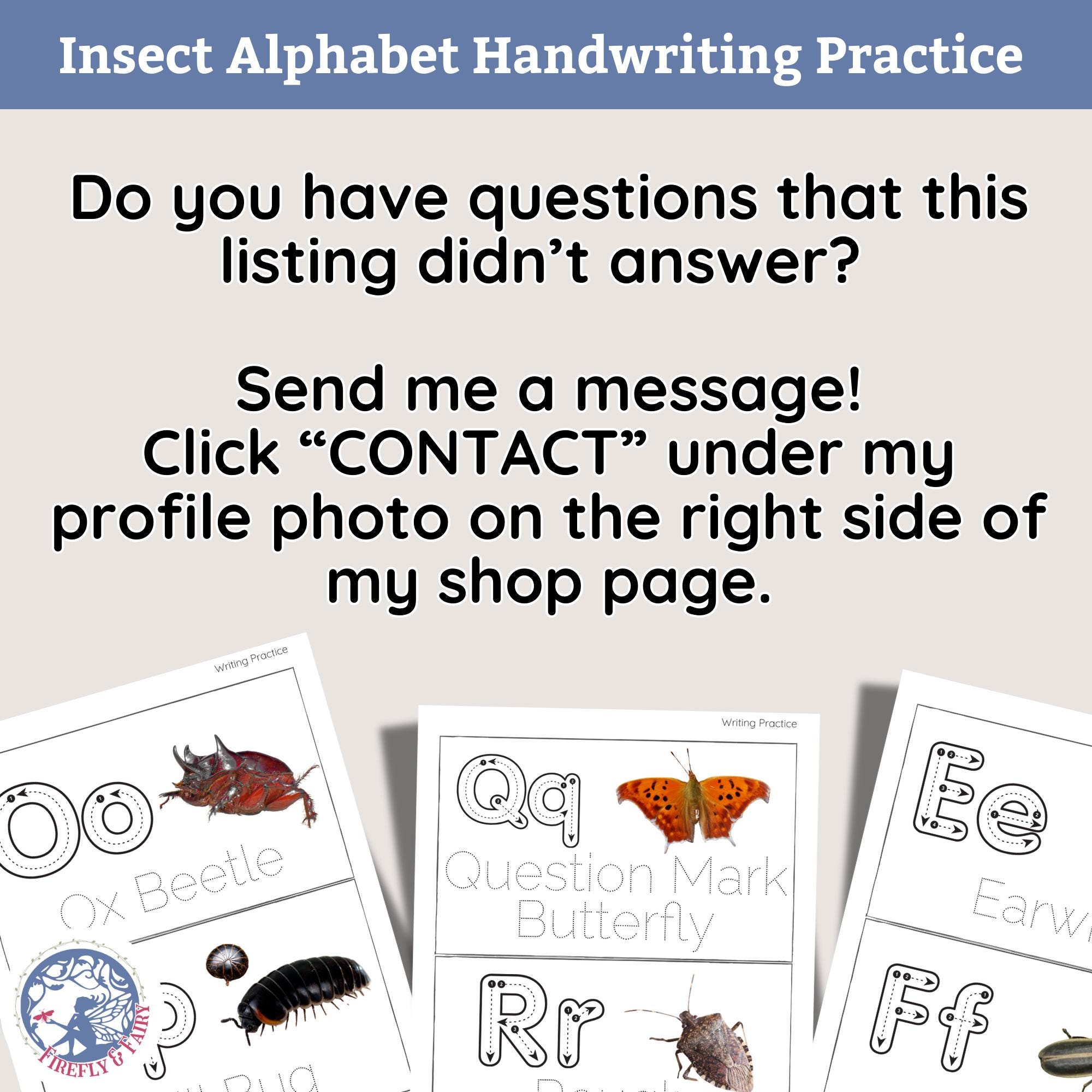 Insect Alphabet Handwriting Worksheet Color Photos Letter Formation ...