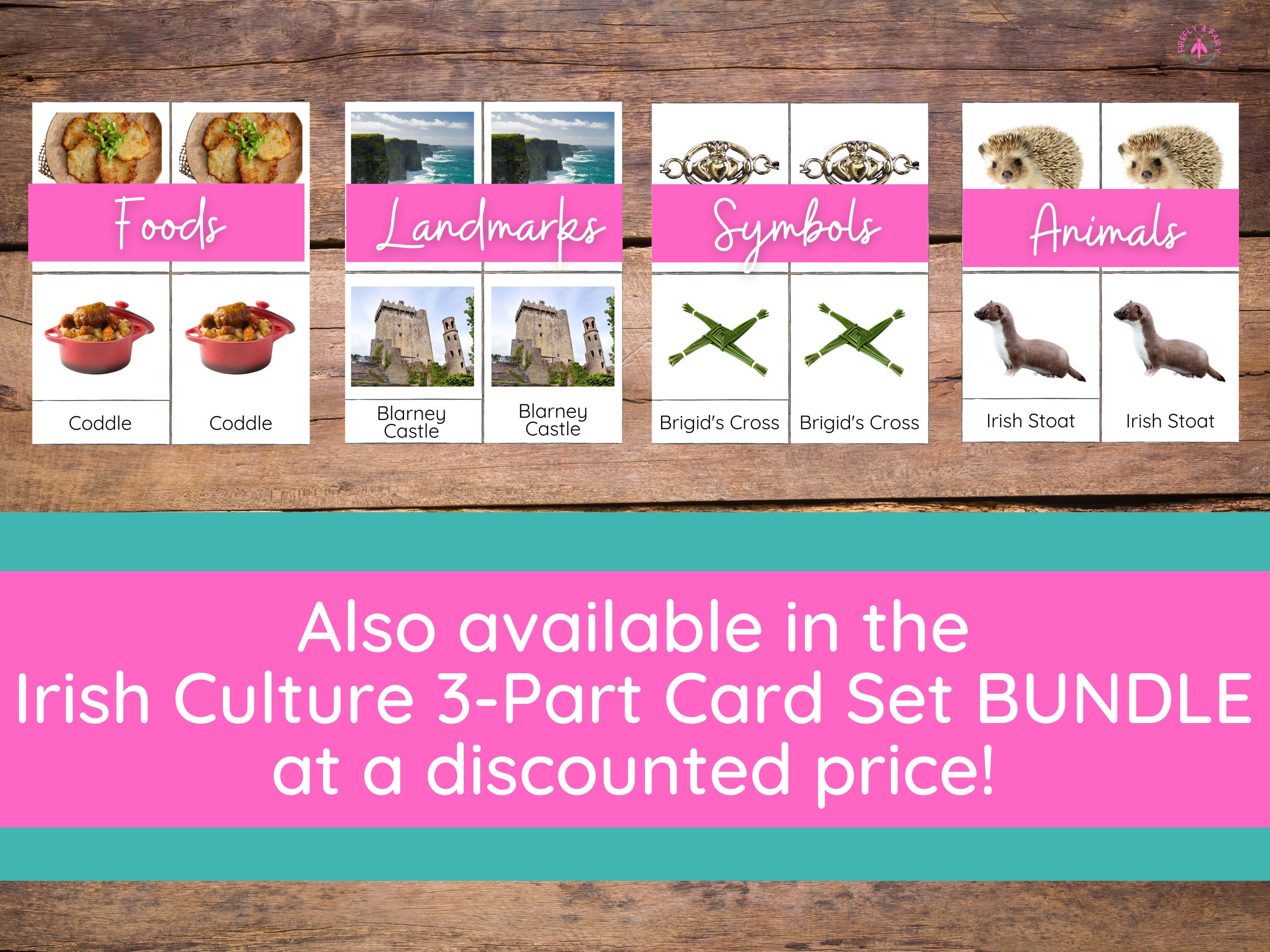 National Symbols of Ireland Montessori 3-part Cards Vocabulary Flash ...