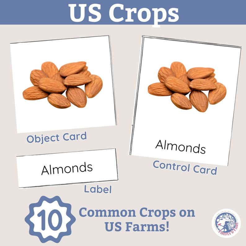 US Crops Farm Unit Study 3-part Cards for Montessori at Home ...