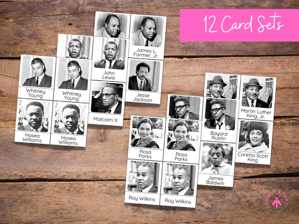Civil Rights Movement Leaders Montessori Culture 3 Part Cards Black ...