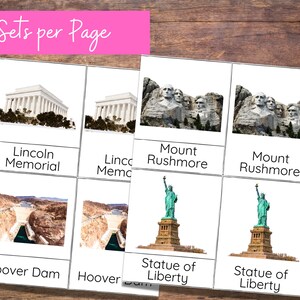 US Landmarks & Symbols Montessori Nomenclature 3-part Cards Social ...