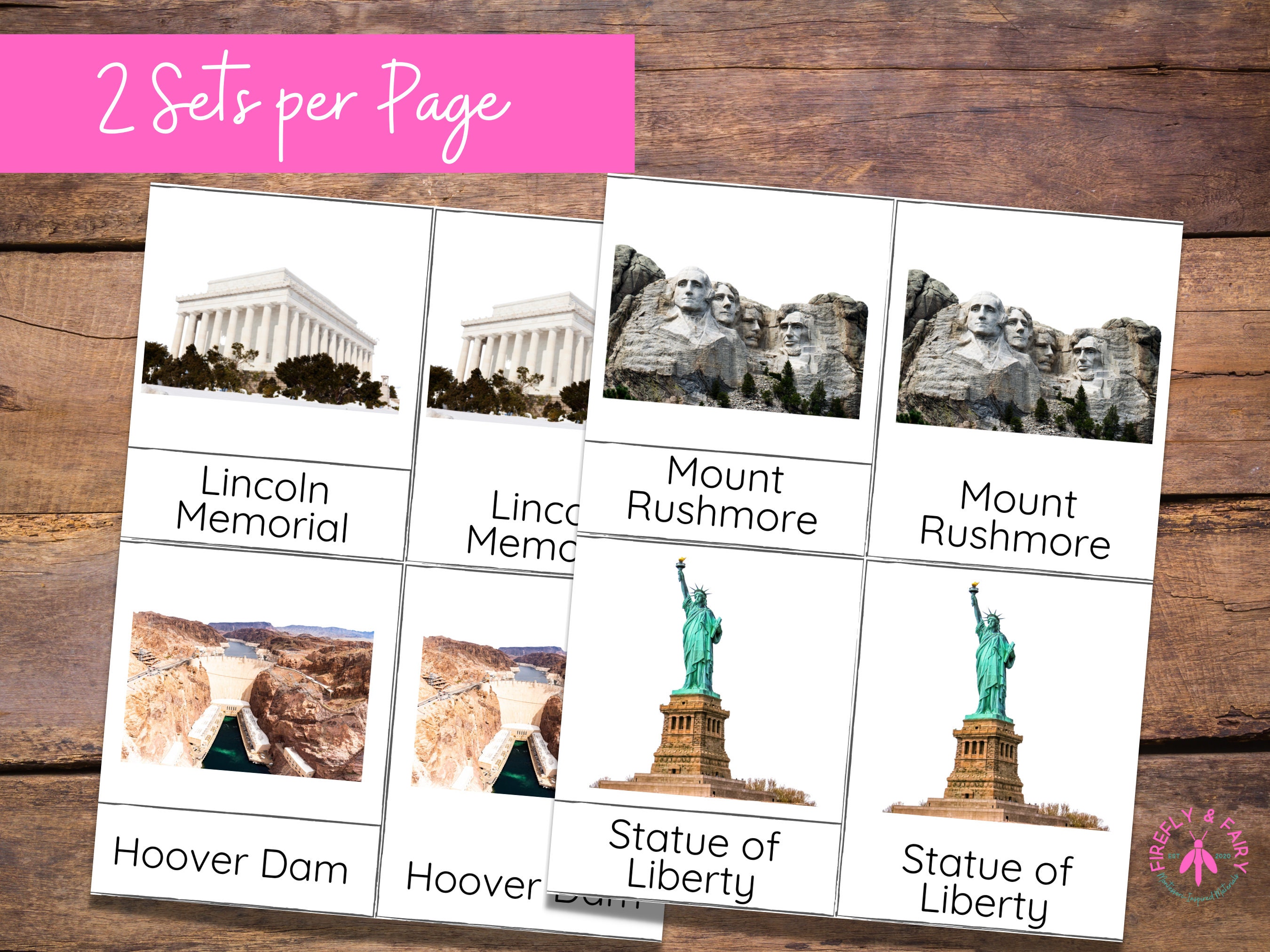US Landmarks & Symbols Montessori Nomenclature 3-part Cards Social ...