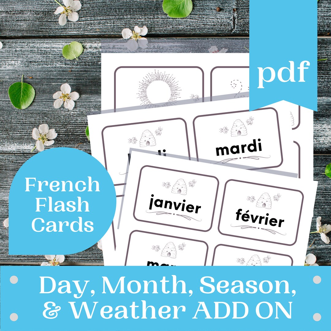 French Flash Cards: Homeschool Calendar Add-on (PDF Bundle) - Etsy