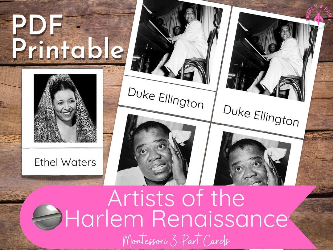 Artists of the Harlem Renaissance Montessori Culture 3 Part Cards Black ...