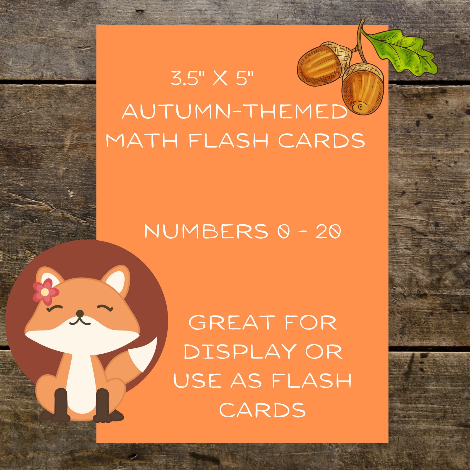 Autumn Fox Themed Math FLASH CARDS 0-20 / Numbers & Number Words ...