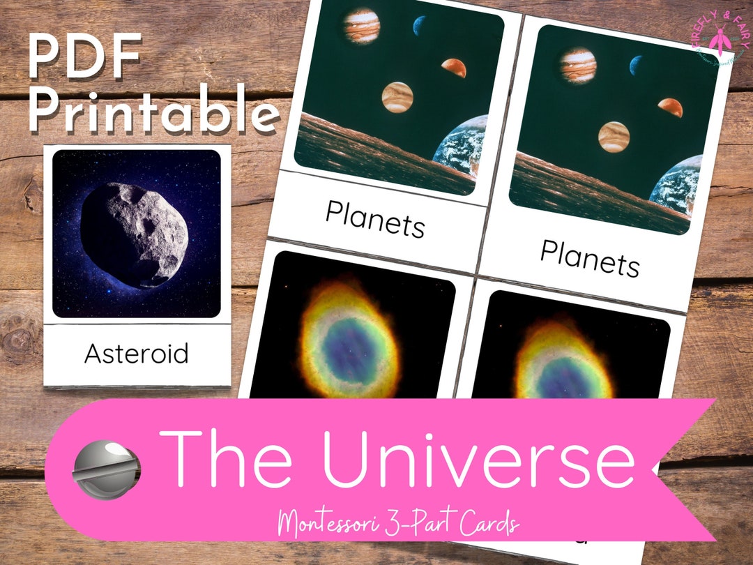 The Universe Montessori 3-part Cards Solar System Space Science Unit ...
