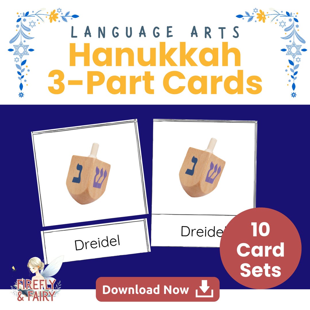 Hanukkah Festival of Lights Montessori Nomenclature 3-part Cards ...