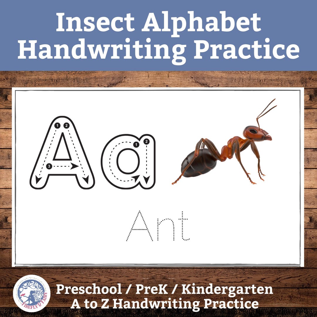 Insect Alphabet Handwriting Worksheet Color Photos Letter Formation ...