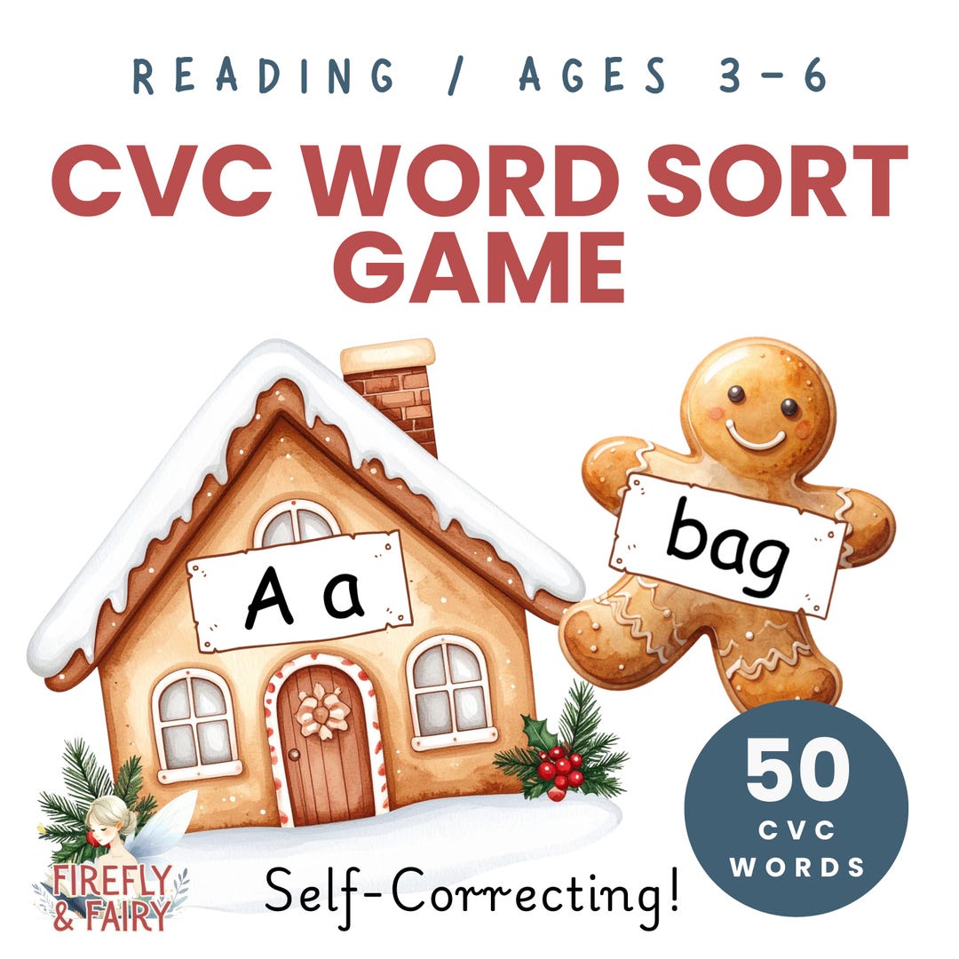 Gingerbread House Vowel Sort | Fun CVC Game for Preschool | 50 Phonics ...