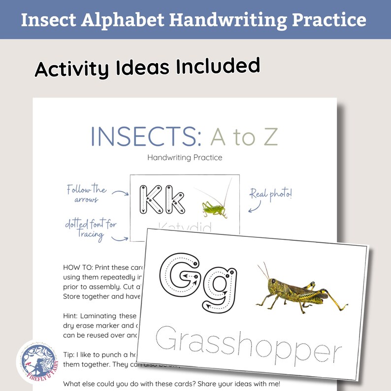 Insect Alphabet Handwriting Worksheet Color Photos Letter Formation ...