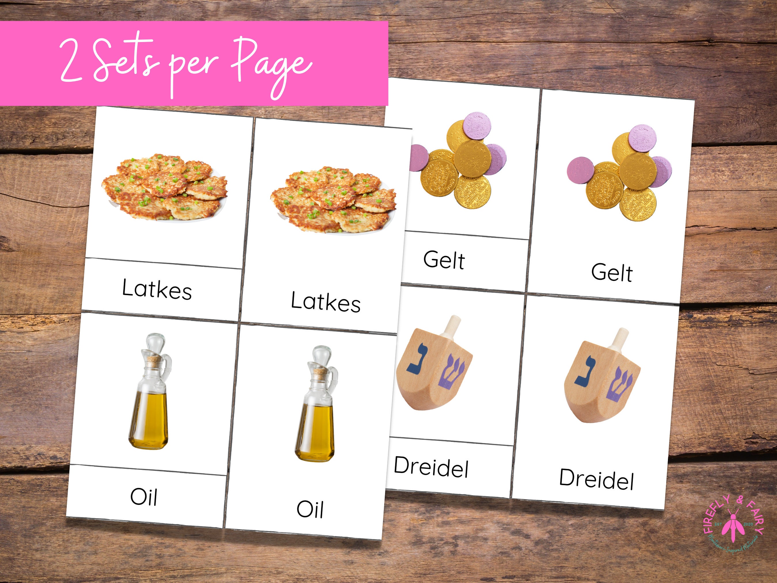 Hanukkah Festival of Lights Montessori Nomenclature 3-part Cards ...