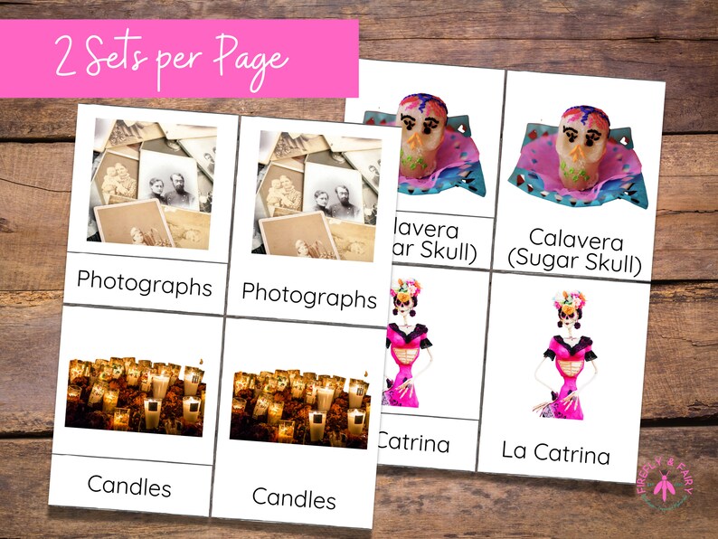 Tarjetas de nomenclatura Montessori de 3 partes del Día de los Muertos ...