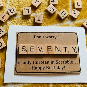 Scrabble Tile Birthday Card Age 30/35/40/45/50/55/60/65/70/75/80/85/90 ...