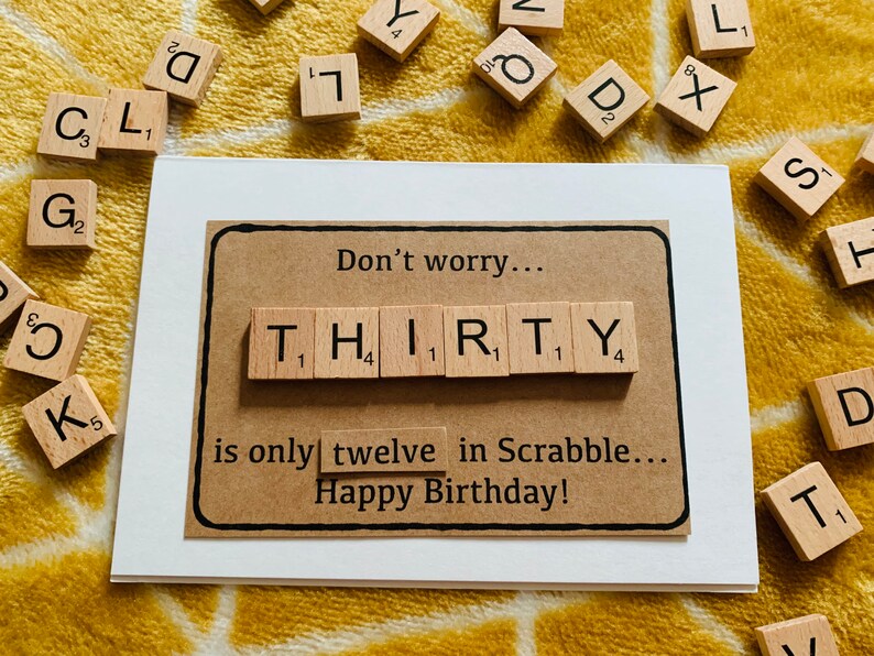 Scrabble Tile Birthday Card Age 30/35/40/45/50/55/60/65/70/75/80/85/90 ...