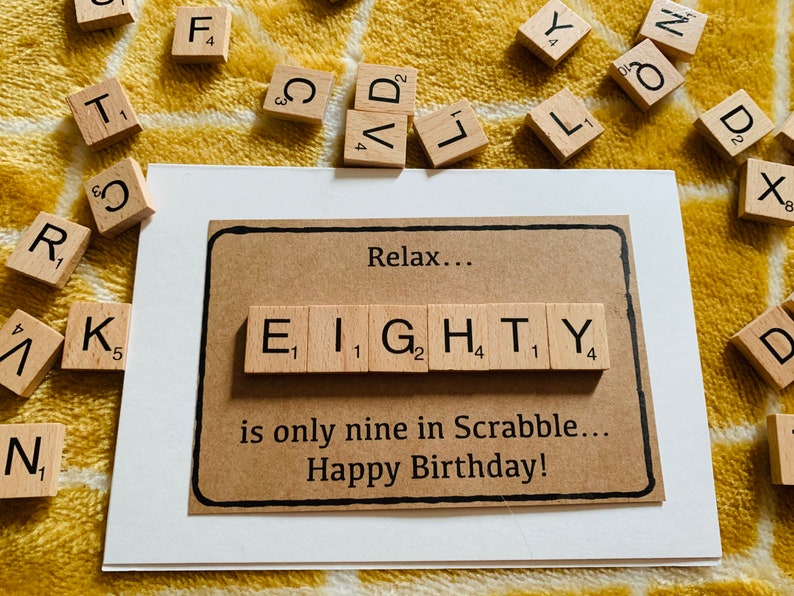 Scrabble Tile Birthday Card Age 30/35/40/45/50/55/60/65/70/75/80/85/90 ...