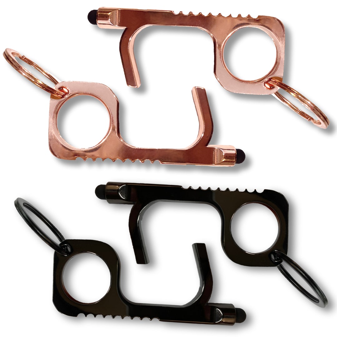 2 Pack Contactless No Touch Door Opener With Key Ring and Stylus (black ...