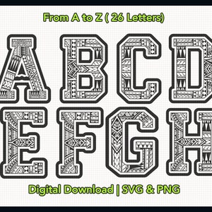 Tribal Letters A to Z | Polynesian Tribal Fonts | Alphabets SVG and PNG ...