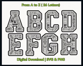 Polynesian Samoan Alphabet A-Z 26 Letters Digital Download Tribal Tatau ...