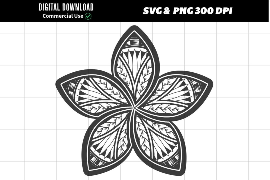 Plumeria Flower With Polynesian Tribal Pattern SVG and PNG Graphic ...