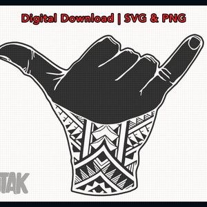 Shaka Hand Sign | Hangloose | Polynesian Tribal SVG and PNG Graphic - Etsy