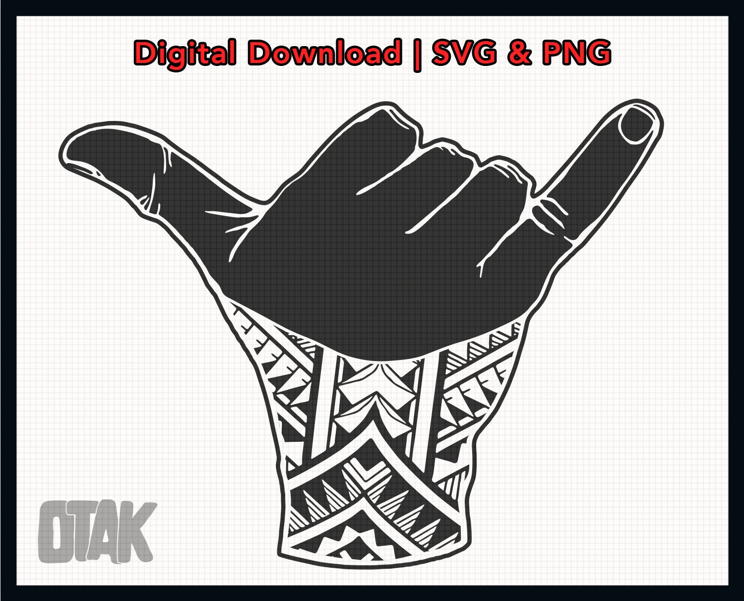 Shaka Hand Sign Hangloose Polynesian Tribal SVG and PNG - Etsy
