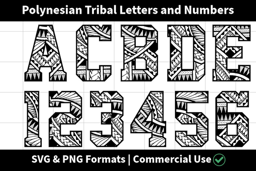 Polynesian Tribal Letters and Numbers Bundle | Tribal Letters A to Z ...