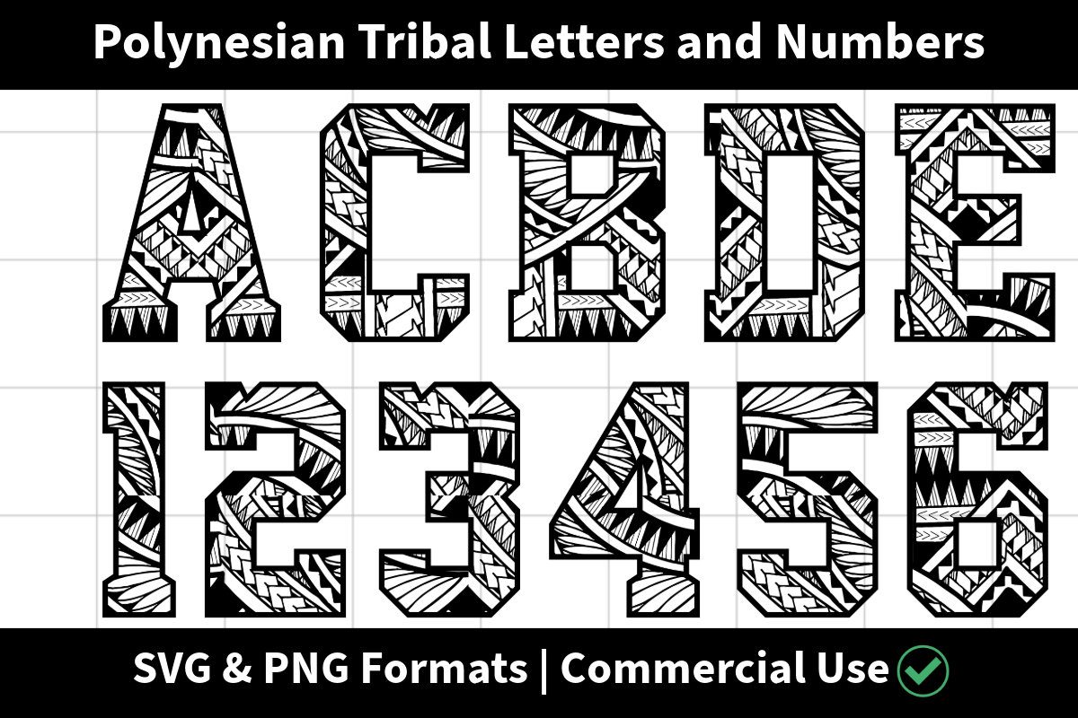 Polynesian Tribal Letters and Numbers Bundle | Tribal Letters A to Z ...