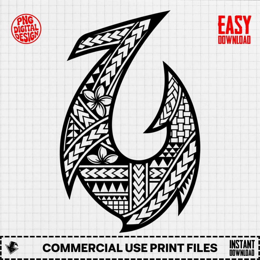 Polynesian Tribal Fish Hook SVG, Polynesian Tribal Art Digital Download ...