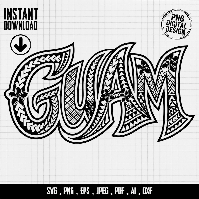 Guam Tribal Design Digital, Guam SVG, Tribal Patterns and Flowers ...