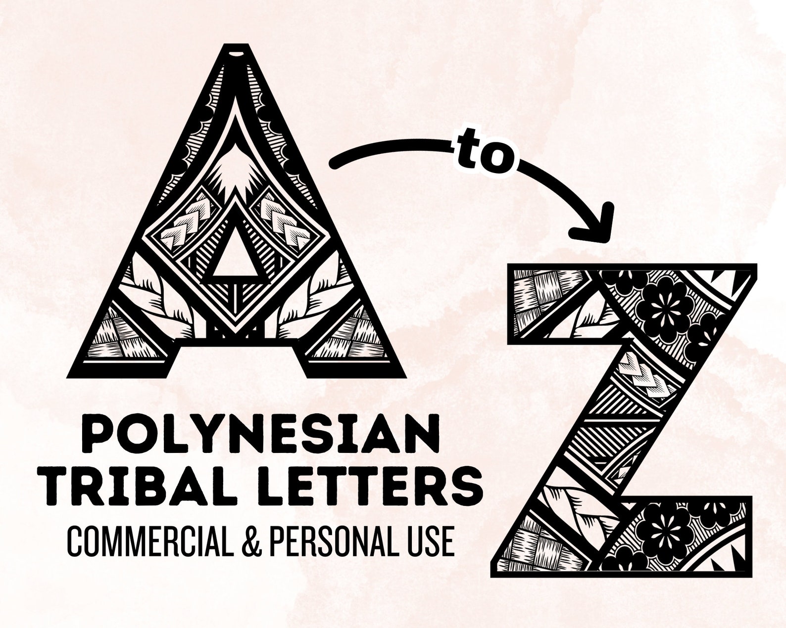 Polynesian Letters and Numbers Bundle | Tribal Letters A to Z ...