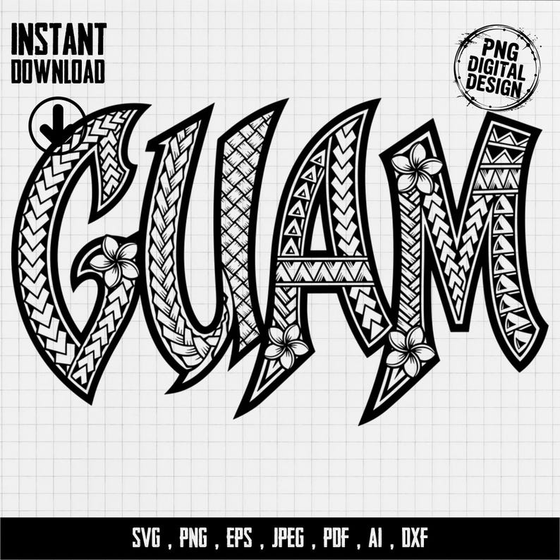 Guam Tribal Design Digital, Guam SVG, Tribal Patterns and Flowers ...