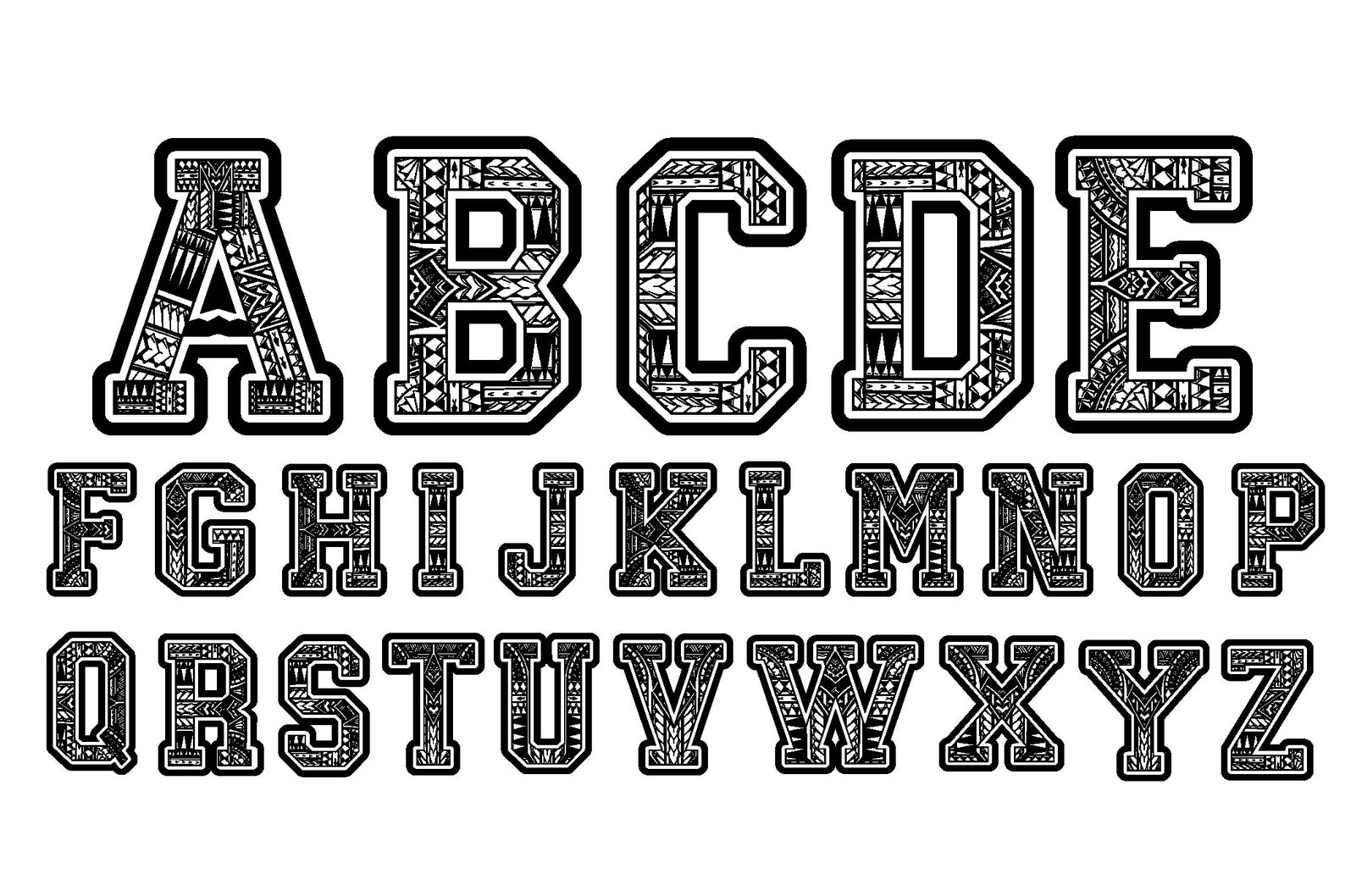 Tribal Letters A to Z Polynesian Tribal Fonts Alphabets - Etsy