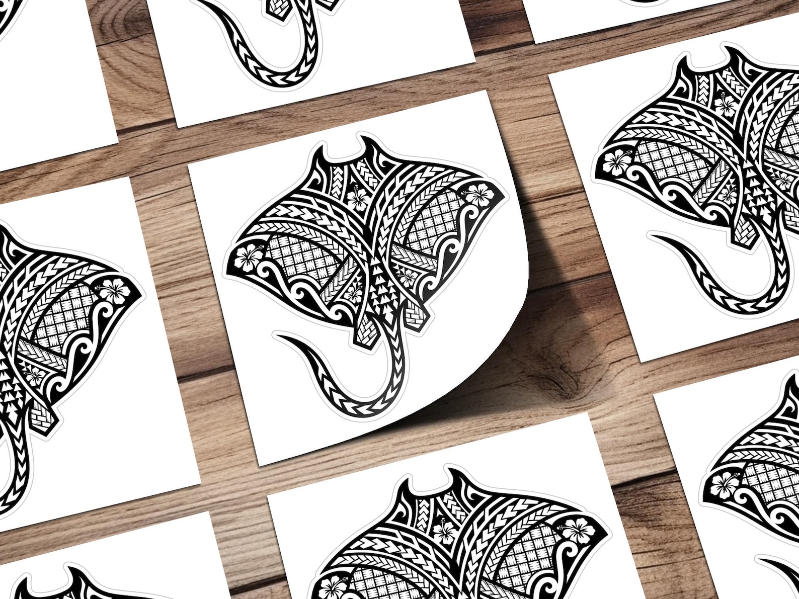 Tribal Ray Digital Art, Stingray Tattoo Design, Hawaiian Flower Decor ...