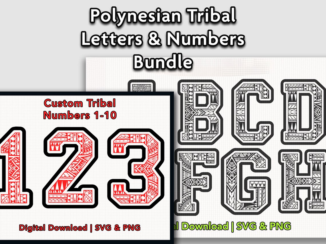 Polynesian Tribal Letters and Numbers Bundle | Tribal Letters A to Z ...
