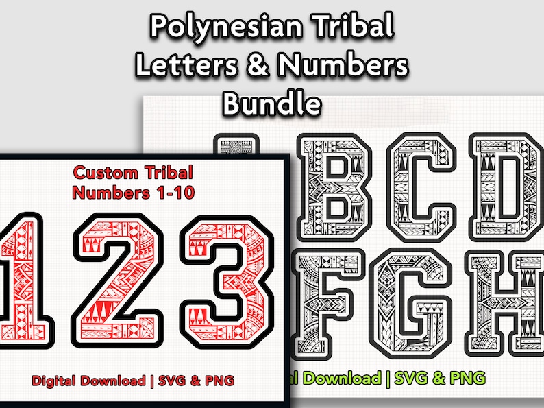 Polynesian Tribal Letters and Numbers Bundle Tribal Letters - Etsy