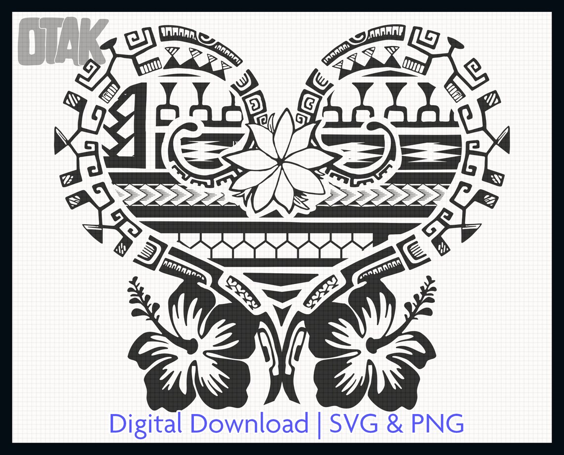 Polynesian Pattern Tribal SVG and PNG Graphic Heart - Etsy