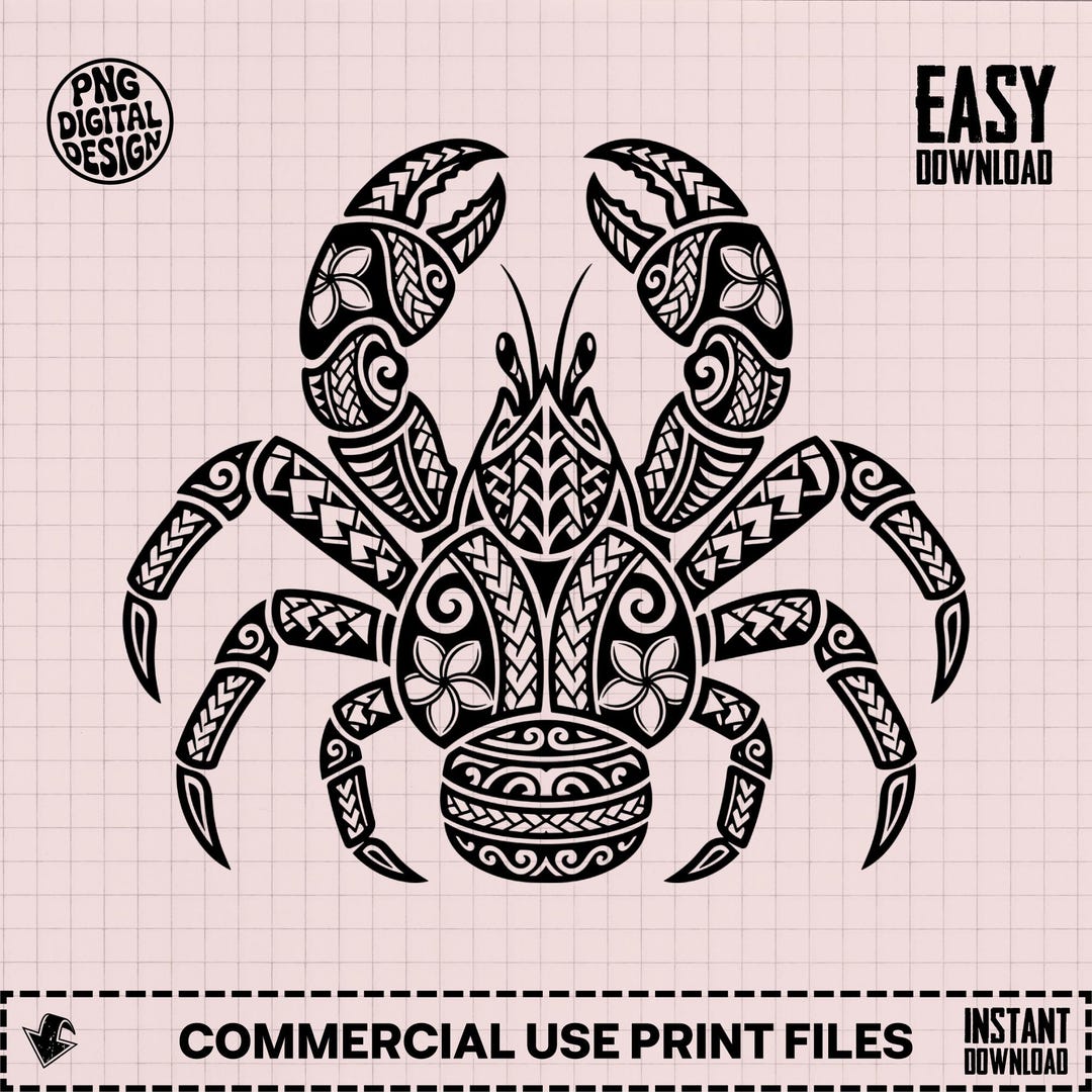 Tribal Coconut Crab SVG, PNG, Polynesian Tattoo, Samoan Design, Digital ...