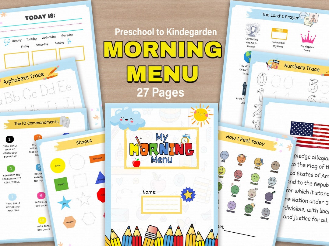 Morning Menu, Homeschool Morning Menu, Morning Menu Kindergarten ...