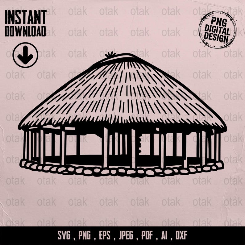 Tribal Hut Clipart, Pacific Island SVG, Polynesian Hut Digital Download ...