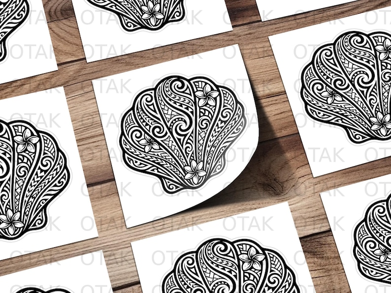 Seashell Tattoo Digital, Tribal Clipart, Polynesian Vector, Island ...