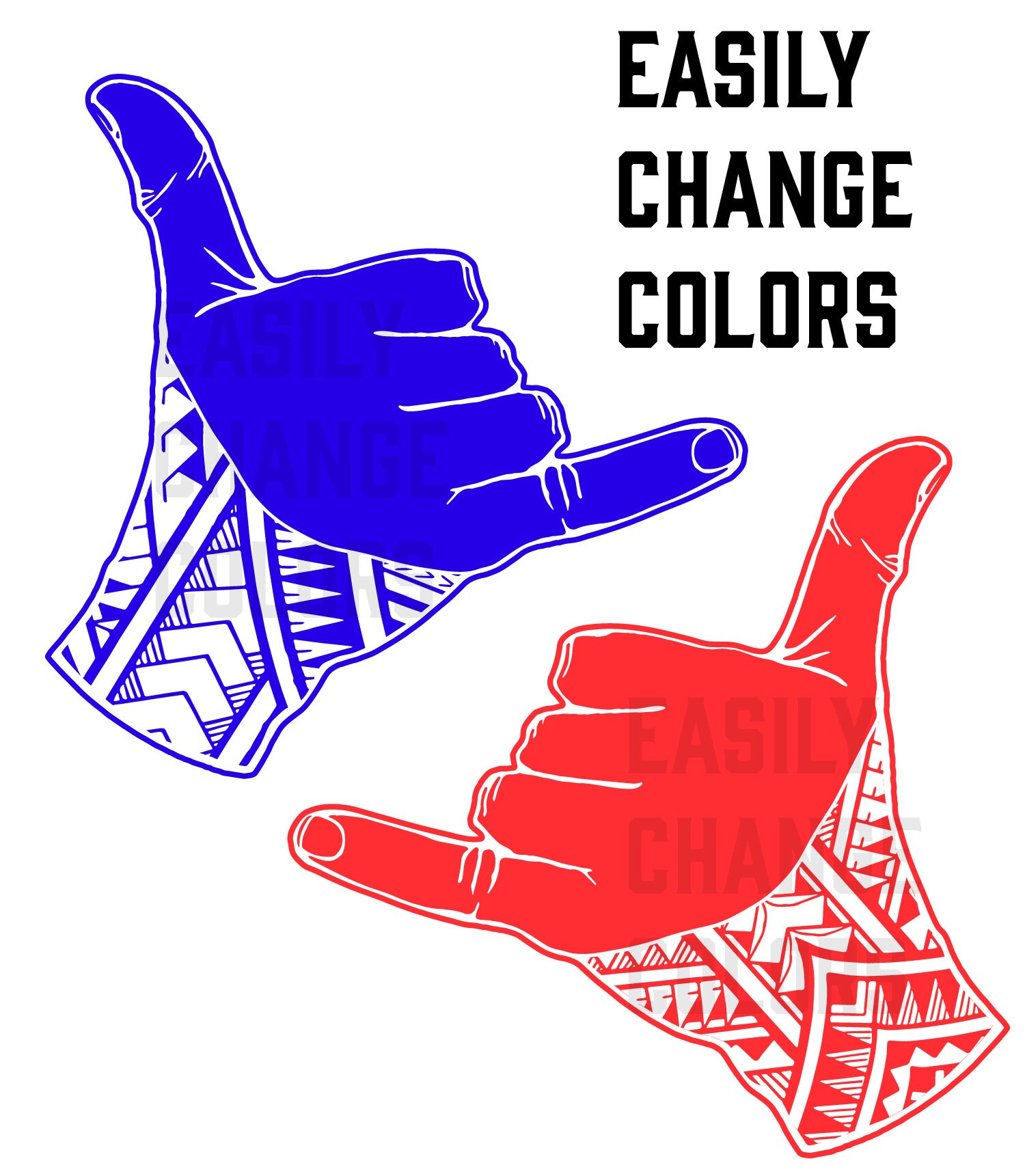 Shaka Hand Sign Hangloose Polynesian Tribal SVG and PNG - Etsy