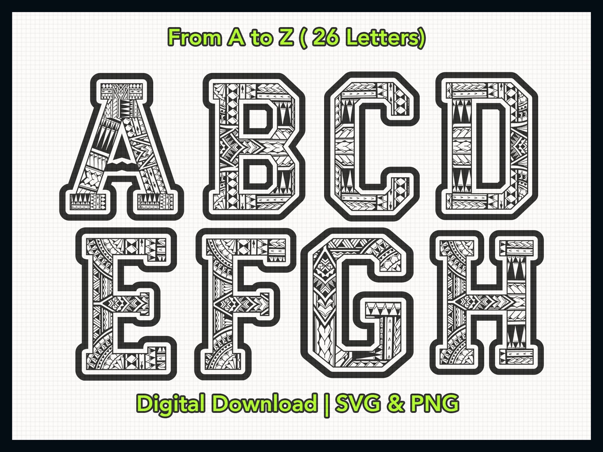 Polynesian Tribal Letters and Numbers Bundle Tribal Letters - Etsy