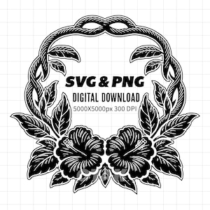 Polynesian Tribal Frame SVG & PNG Bundle | Plumeria and Hibiscus Flower ...