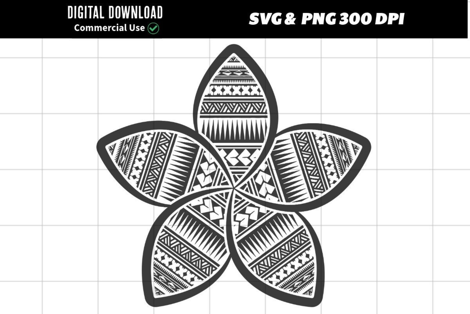 Plumeria Flower With Polynesian Tribal Pattern SVG and PNG Graphic ...