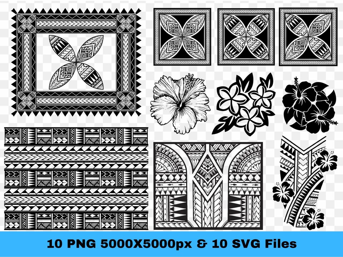 Polynesian Tribal Graphic Bundle | Polynesian Tropical Elements ...