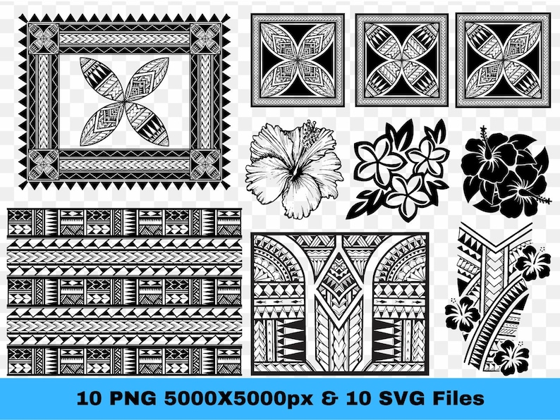 Polynesian Tribal Graphic Bundle | Polynesian Tropical Elements ...