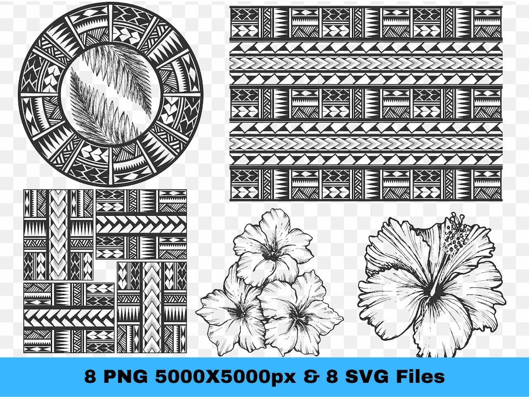 Polynesian Tribal With SVG and PNG Graphic Bundle | Tropical Elements ...