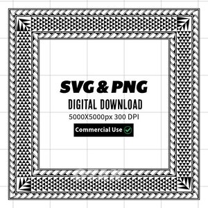Polynesian Tribal Frame SVG & PNG Bundle | Hibiscus Flower Frames ...
