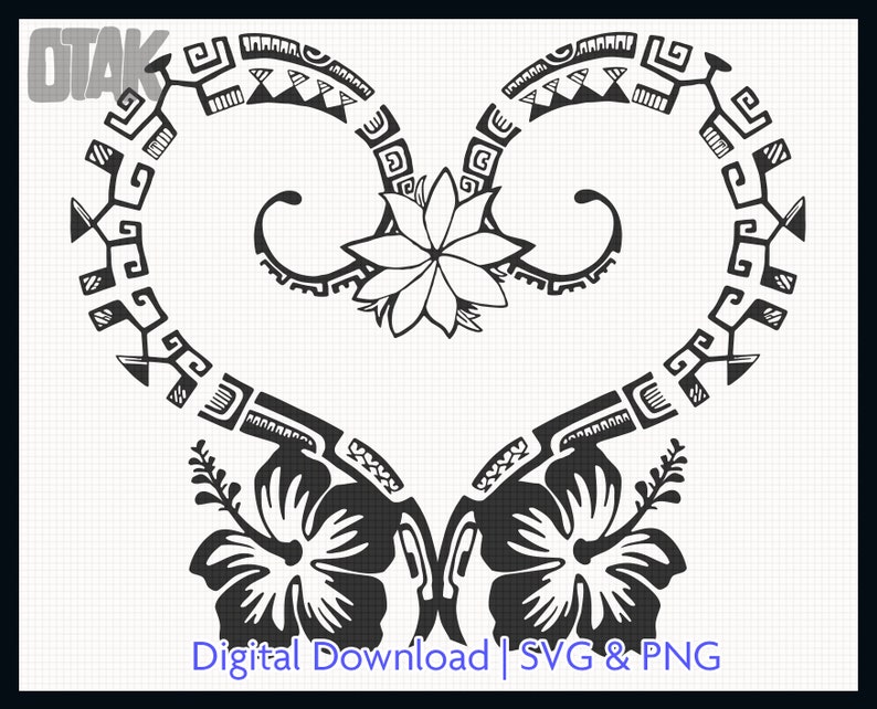 Polynesian Pattern Tribal SVG and PNG Graphic Heart - Etsy