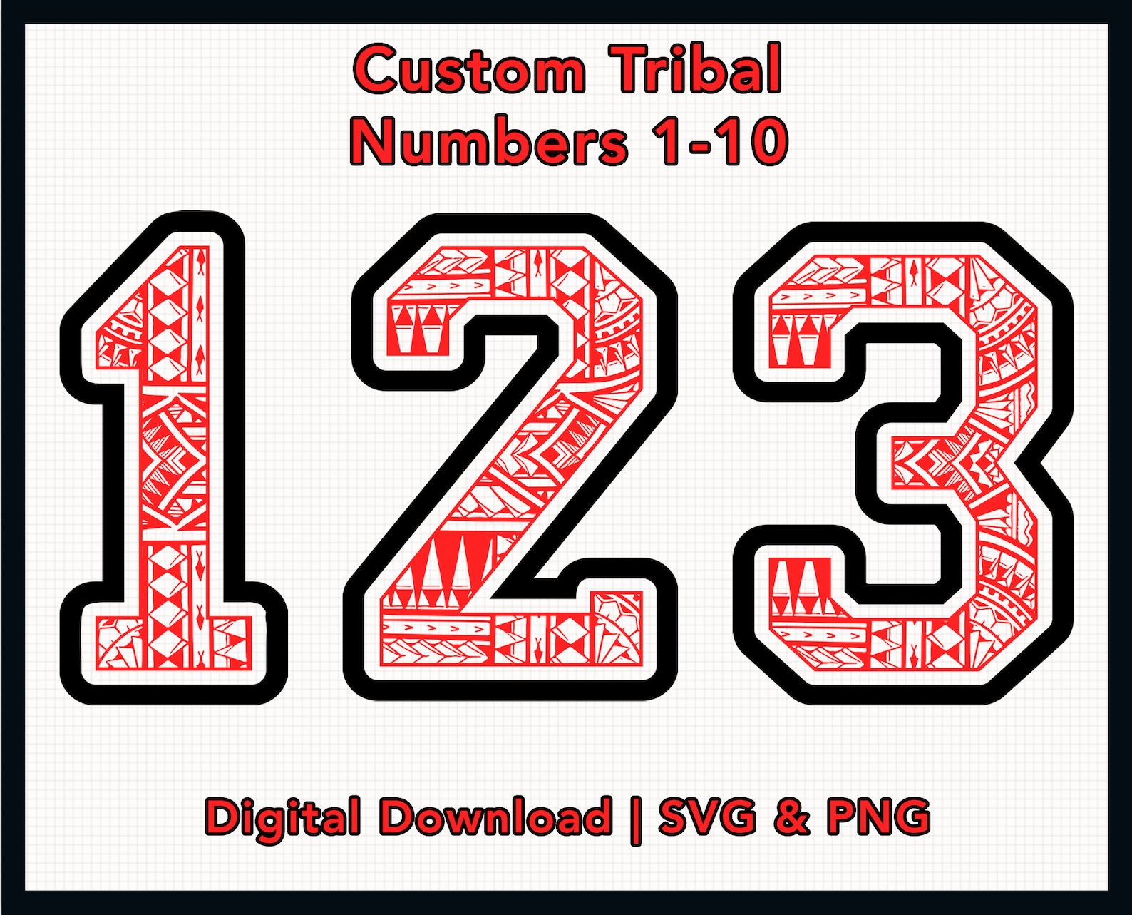 Tribal Numbers Fonts 0-9 Polynesian Tribal Fonts Numbers - Etsy